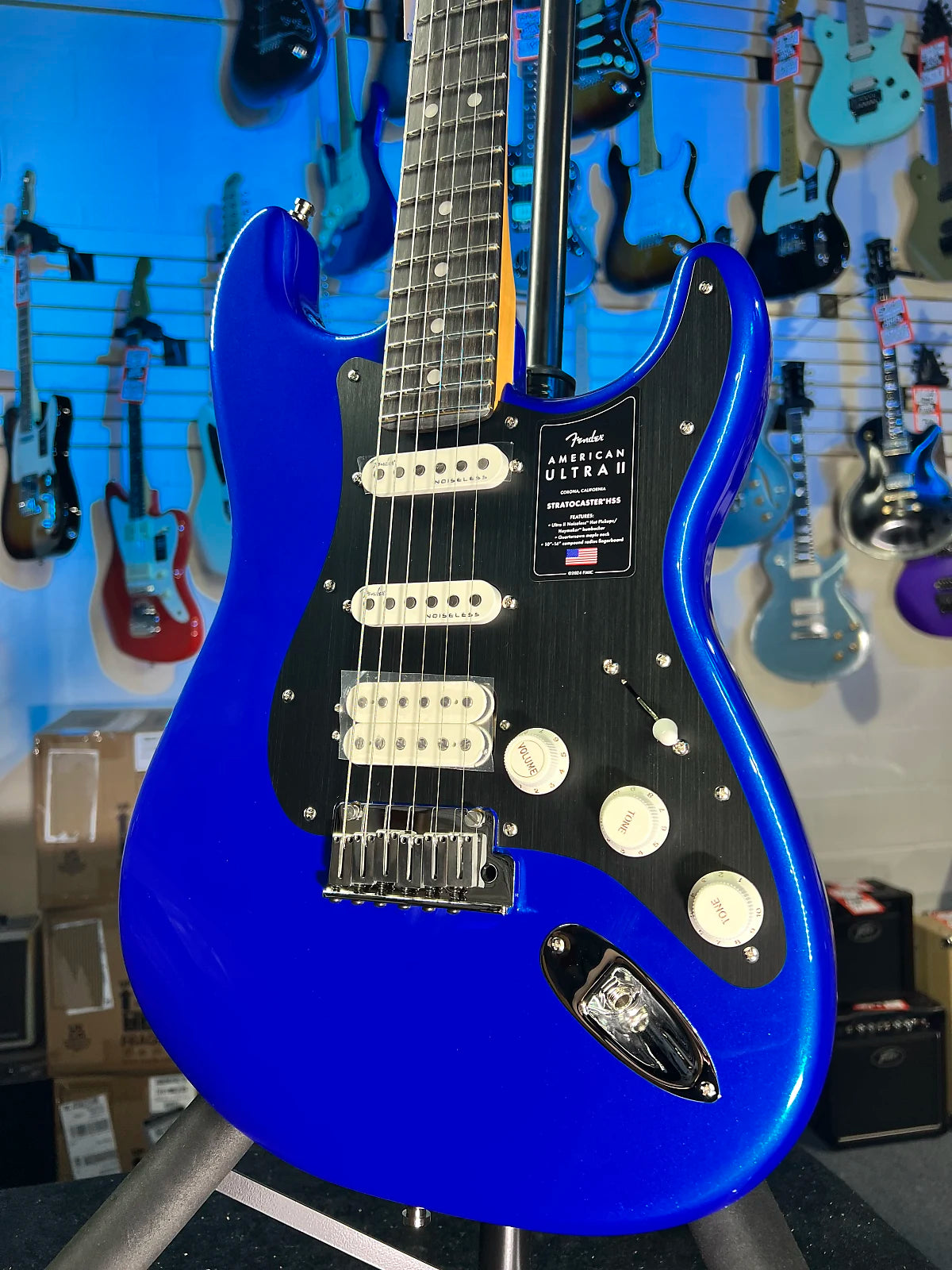 Fender American Ultra II Stratocaster HSS Electric Guitar - Noble Blue
